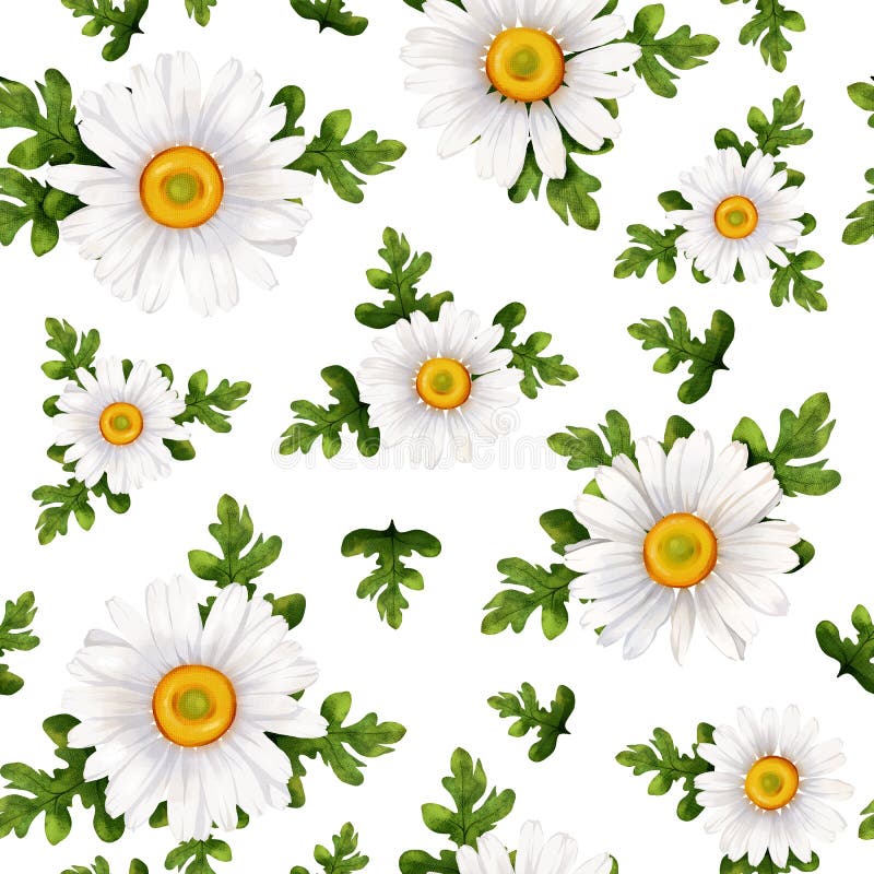 Watercolor Seamless Pattern with Spring Daisies. Seamless Background ...