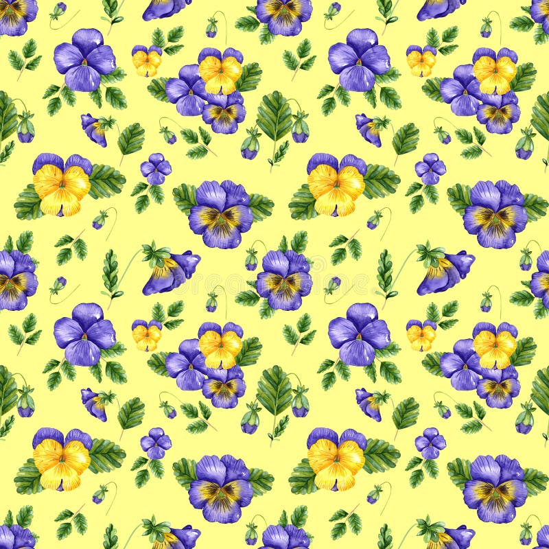 Watercolor Seamless Pattern Spring Flowers Stock Illustration ...