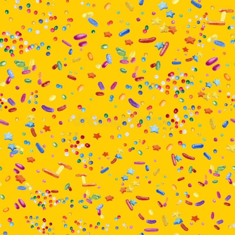 Watercolor Seamless Pattern with Sprinkles Background. Illustration for ...