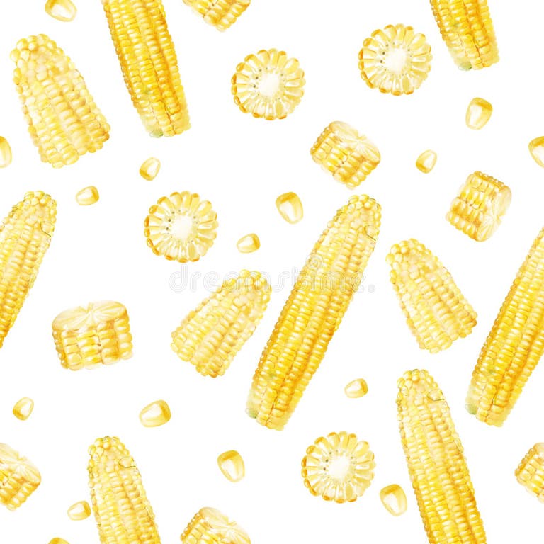Watercolor Seamless Pattern with Sweet Corn Stock Illustration ...