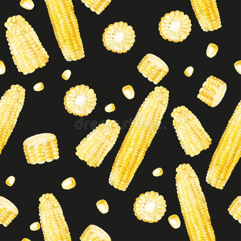 Watercolor Seamless Pattern with Sweet Corn Stock Illustration ...
