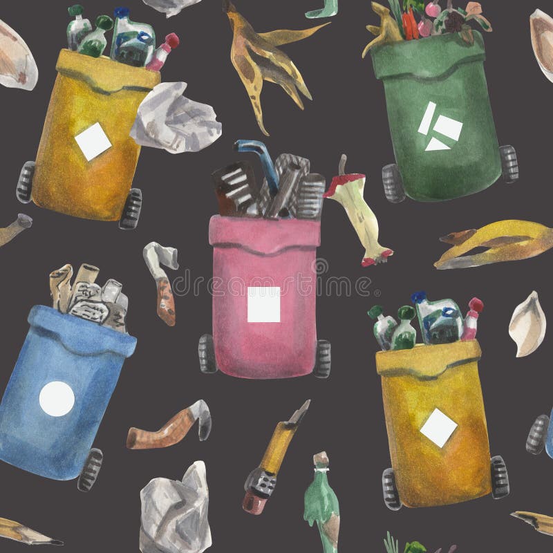 Watercolor Seamless Pattern on the Theme of Environmental Pollution by ...