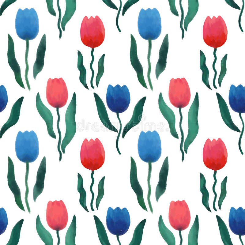 Watercolor Seamless Pattern with Tulips. Vector Illustration Stock ...