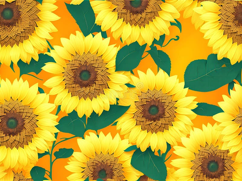Watercolor Seamless Sunflowers Seamless Pattern Stock Illustration ...