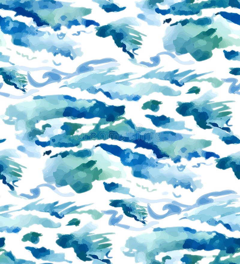 Watercolor Seamless Waves Background Stock Illustration - Illustration ...