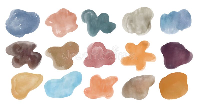 Watercolor Set of Abstract Hand Painted Forms Stock Illustration ...