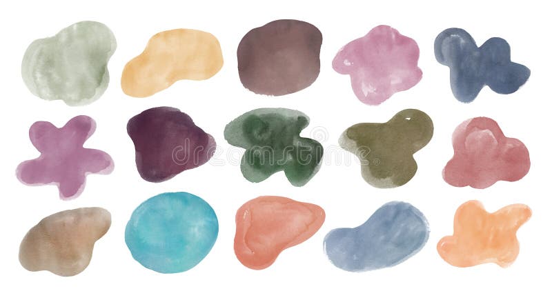 Watercolor Set of Abstract Hand Painted Forms Stock Illustration ...