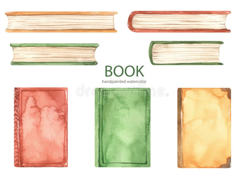 Watercolor Set with Books, Open and Closed Books for Reading, with ...