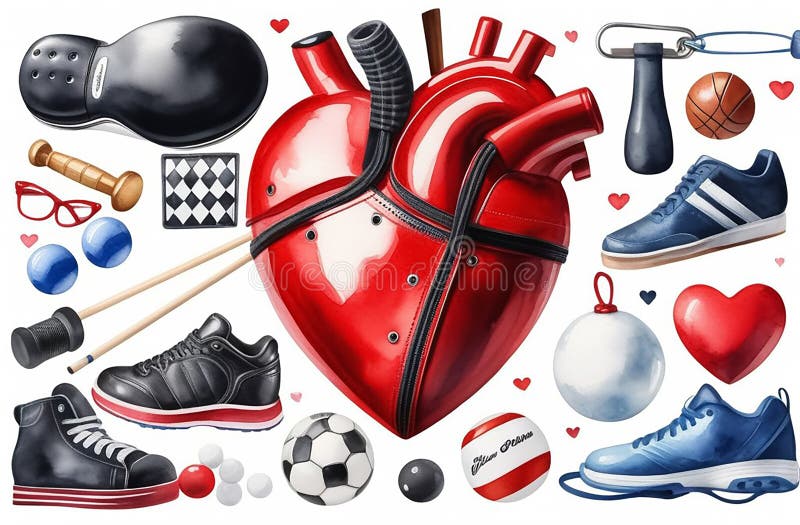 Watercolor Set for Health Day Stock Illustration - Illustration of ...