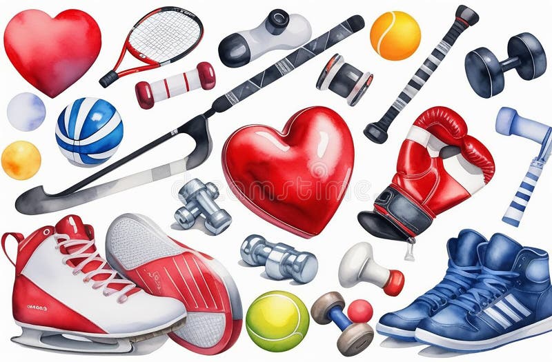 Watercolor Set for Health Day Stock Illustration - Illustration of ...