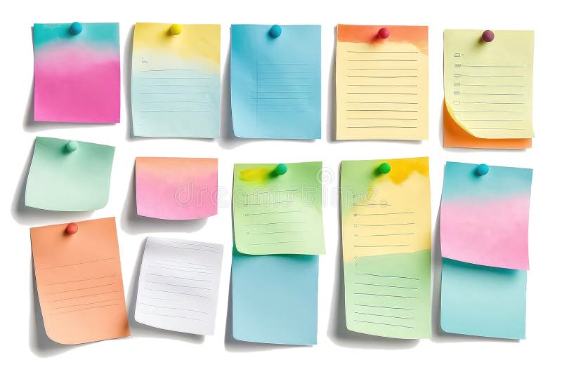 Watercolor Set of List Sheet Digital Cute Sticky Notes Memo, Des Stock ...