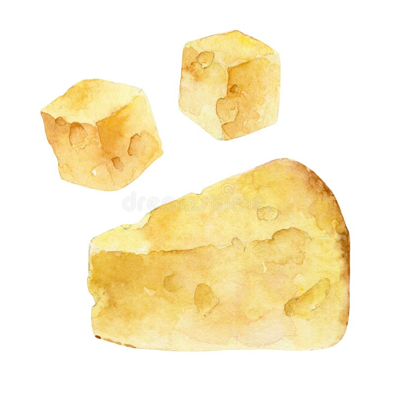 Watercolor Set with Pieces of Cheese Stock Illustration - Illustration ...