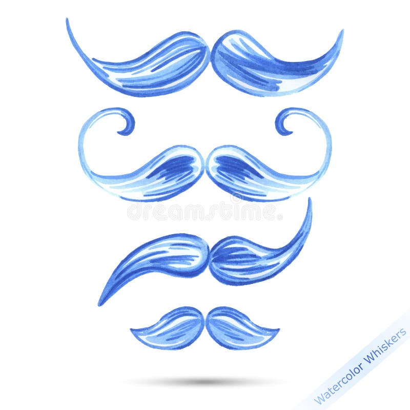 Watercolor Set of Whiskers. Stock Vector - Illustration of banner ...