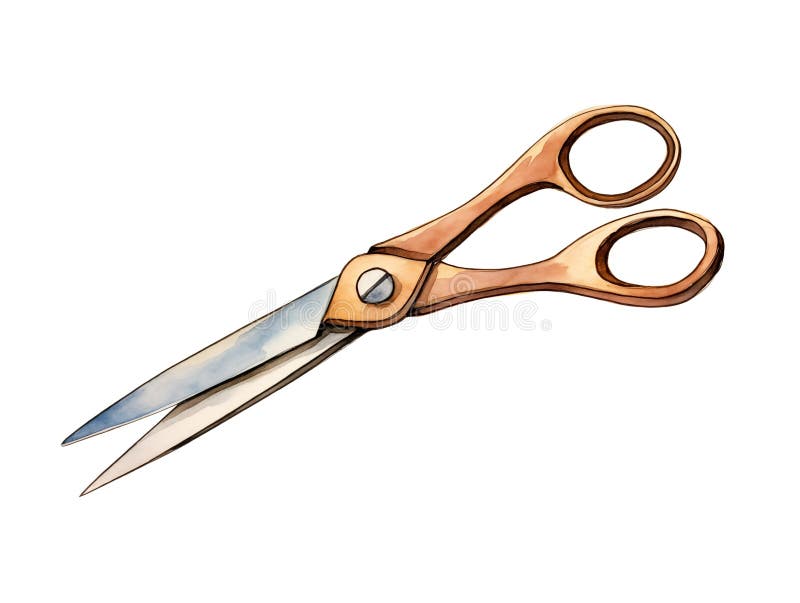 Watercolor Sewing Scissors on White Stock Illustration - Illustration ...