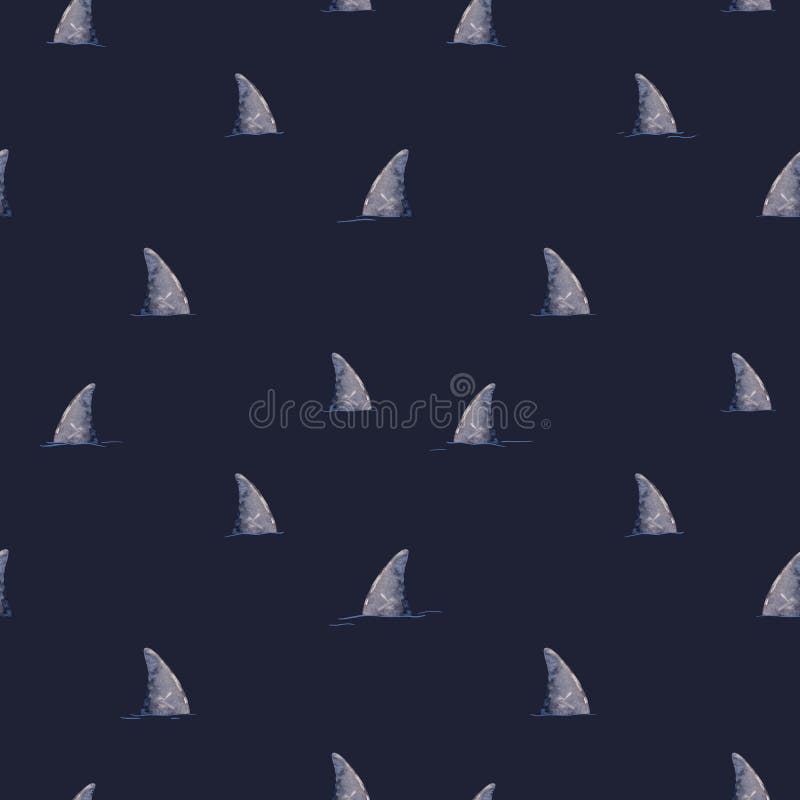 Watercolor shark pattern stock illustration. Illustration of seamless ...