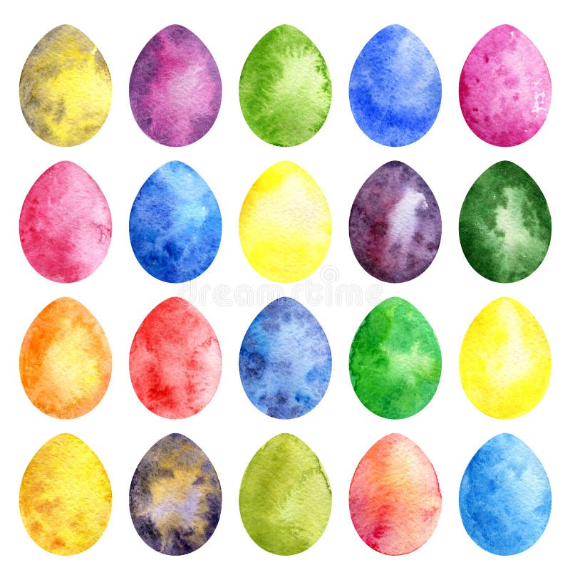 Watercolor Silhouettes of Easter Eggs Stock Illustration - Illustration ...