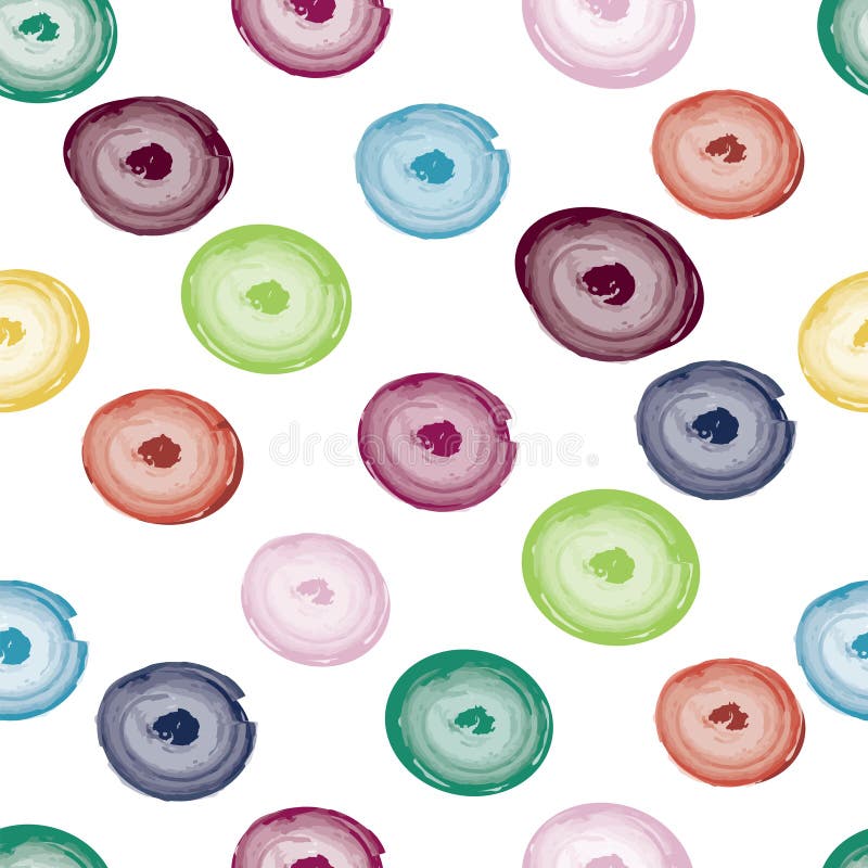 Watercolor Simple Colorful Polka Dots. Stock Vector - Illustration of ...