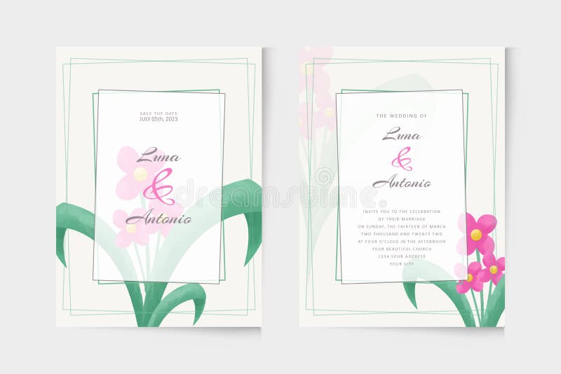 Watercolor Simple Pink Floral Wedding Invitation Template Stock Vector ... Watercolor Simple Pink Floral Wedding Invitation Template Stock Vector ...