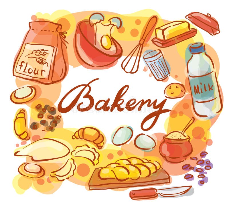 Baking Ingredients Set, Bakery Ingredients, Egg, Honey, Dough, Soda ...
