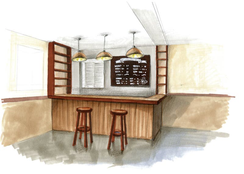 Bar Design Drawings Interior Design Drawing Bar Stock Illustrations