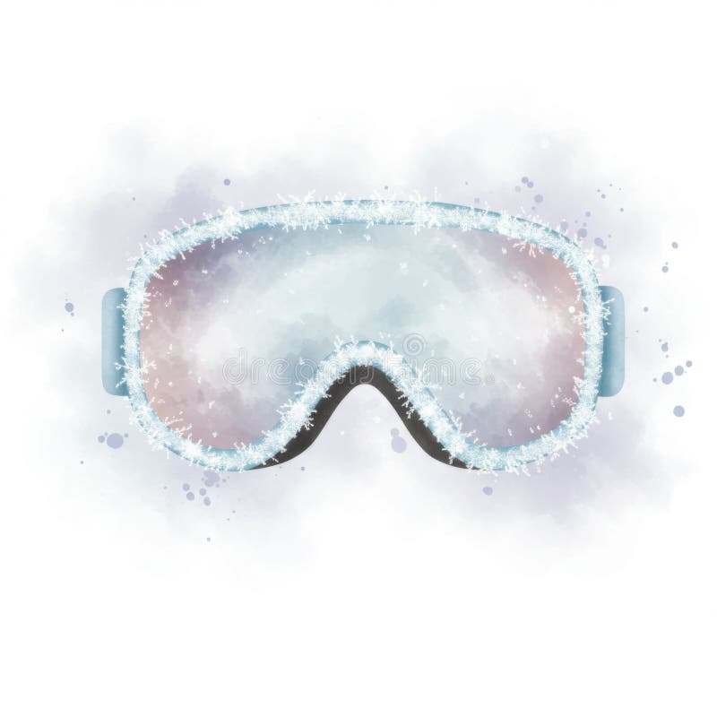 Watercolor Ski Goggles with Snow Accents Stock Illustration ...