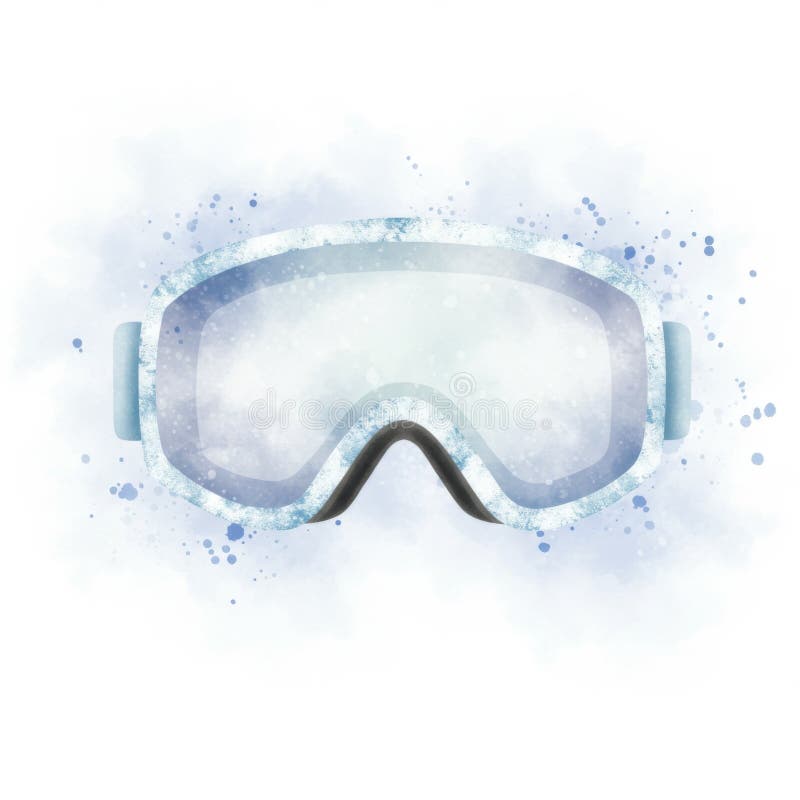 Watercolor Snow Goggles on White Background Stock Illustration ...