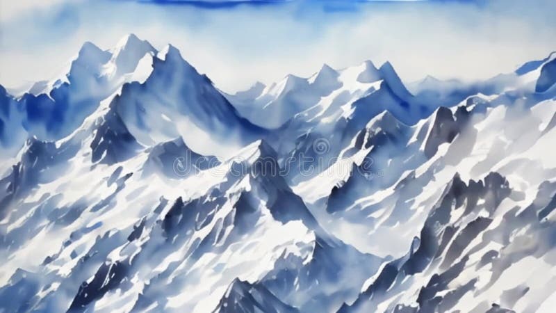 Watercolor Snowy Mountain Background, Motion Stock Video - Video of ...