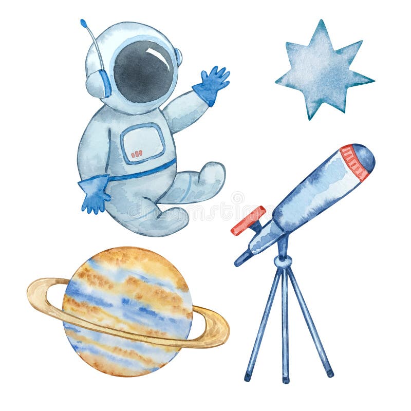 Watercolor Space Set, Cosmos Stock Image - Image of watercolor, design ...