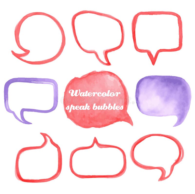 Watercolor speach bubbles stock illustration. Illustration of cloud ...