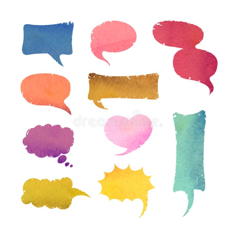 Bubbles Set Speaking Watercolor Stock Illustrations – 12 Bubbles Set ...