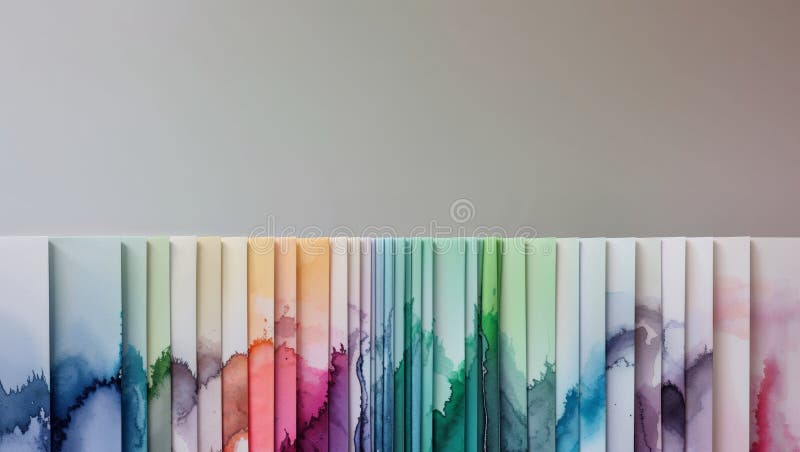 Watercolor Spectrum Cascade with Vertical Panels Creating a Serene ...