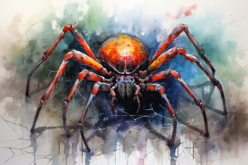 Watercolor Spider Insect Spider Watercolor Illustration Stock ...