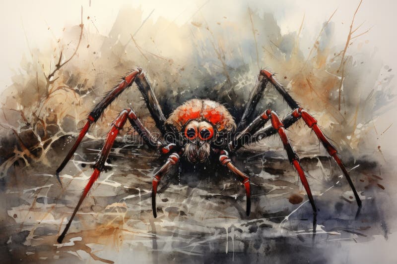 Watercolor Spider Insect Spider Watercolor Illustration Stock ...
