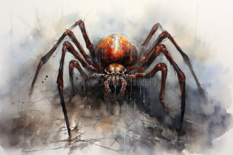 Watercolor Spider Insect Spider Watercolor Illustration Stock ...