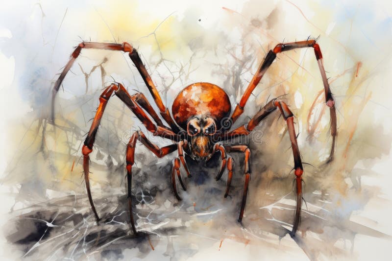 Watercolor Spider Insect Spider Watercolor Illustration Stock ...