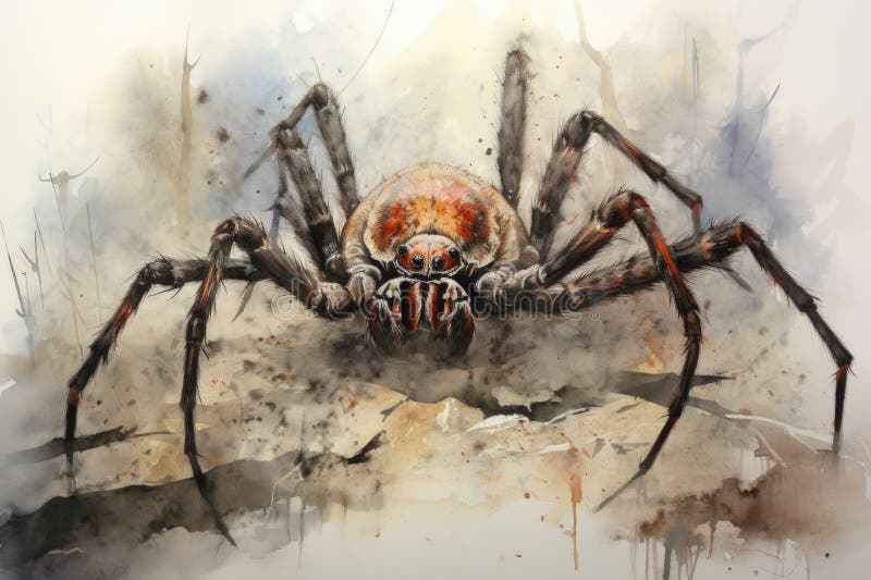 Watercolor Spider Insect Spider Watercolor Illustration Stock ...