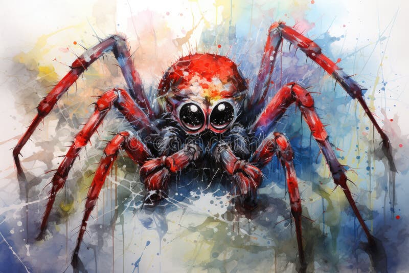 Watercolor Spider Insect Spider Watercolor Illustration Stock ...