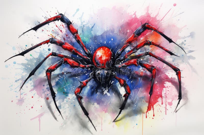 Watercolor Spider Insect Spider Watercolor Illustration Stock ...