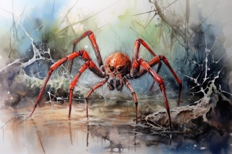 Watercolor Spider Insect Spider Watercolor Illustration Stock ...