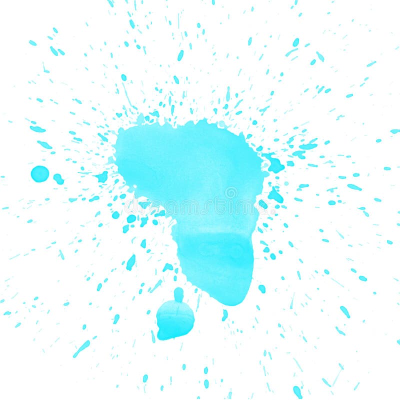 Watercolor Splash in Blue on White Background Illustration. Stock ...