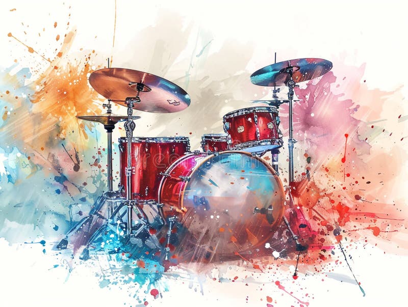 Watercolor Splash Drums stock illustration. Illustration of decor ...