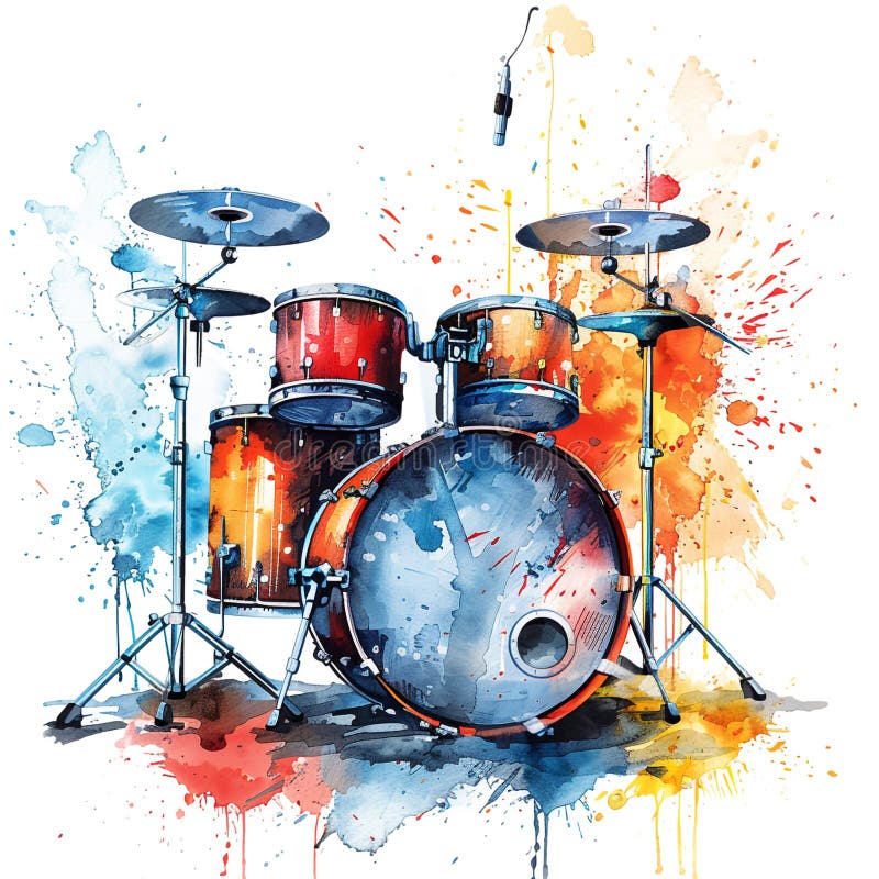Watercolor Splash Drums stock illustration. Illustration of visual ...