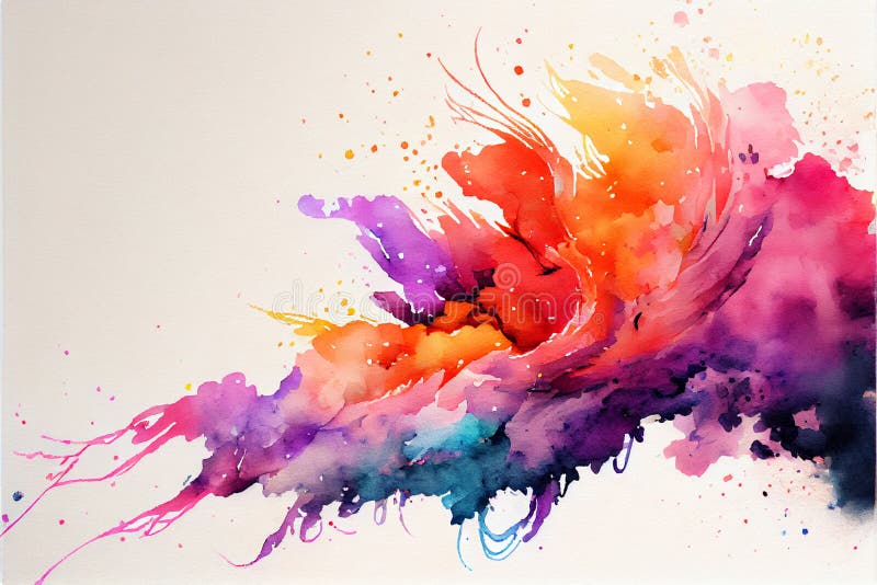 Watercolor Splash Holi on White Background. AI Generated Stock Photo ...