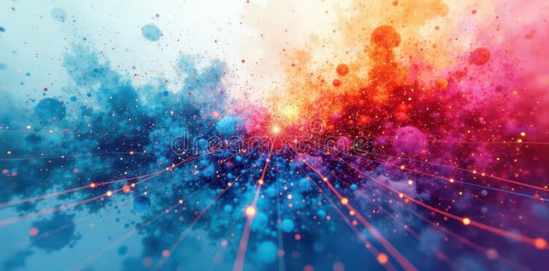 Watercolor Splash, Network Map, Tech Theme Overhead View , Design ...