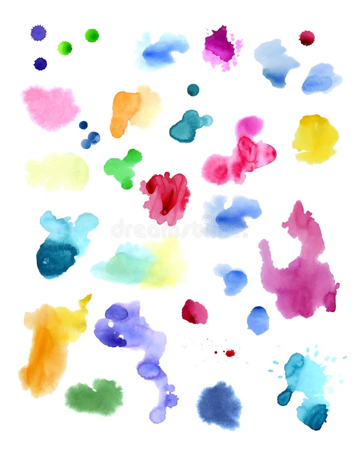 Watercolor Splashes Isolated on White Background. Stock Vector ...