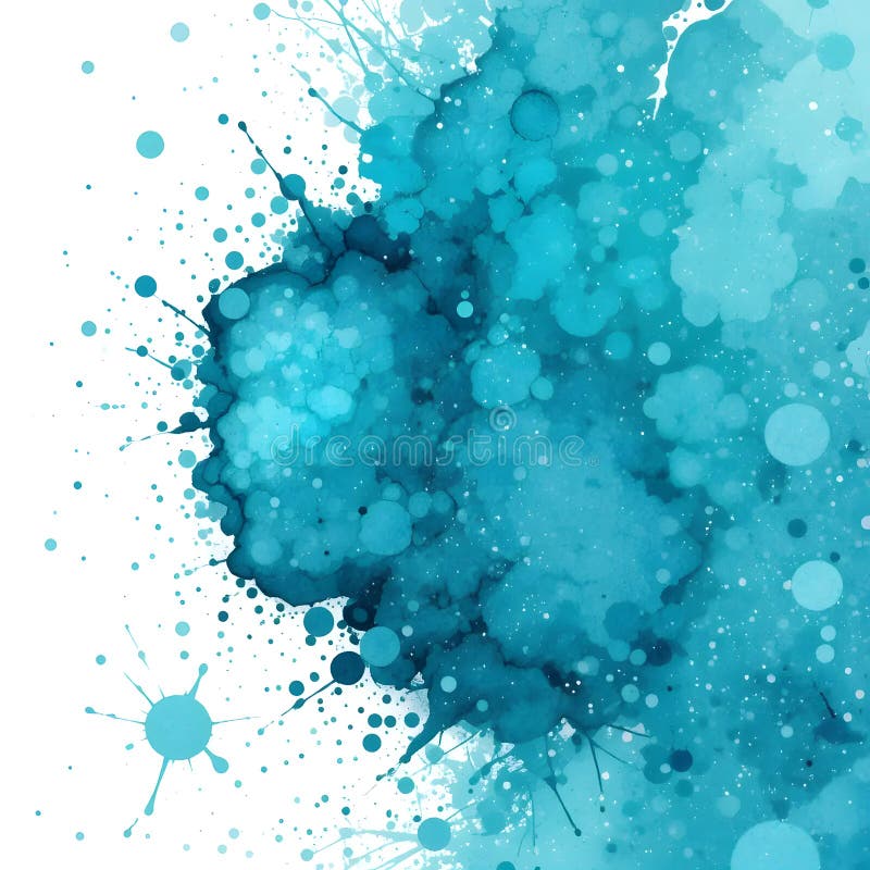 Watercolor Splatter in Shades of Blue and Teal on a White Backdrop ...