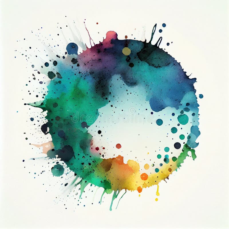 Watercolor Spot, Circular Multicolor Paint Splash, Generative AI Stock ...
