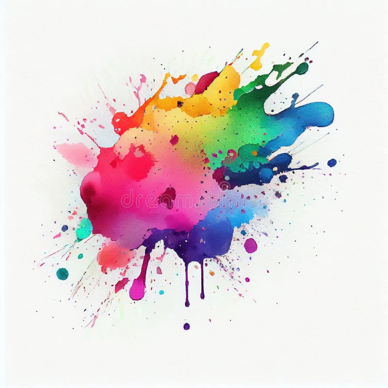 Watercolor Spot, Multicolor Paint Splash, Generative AI Stock ...