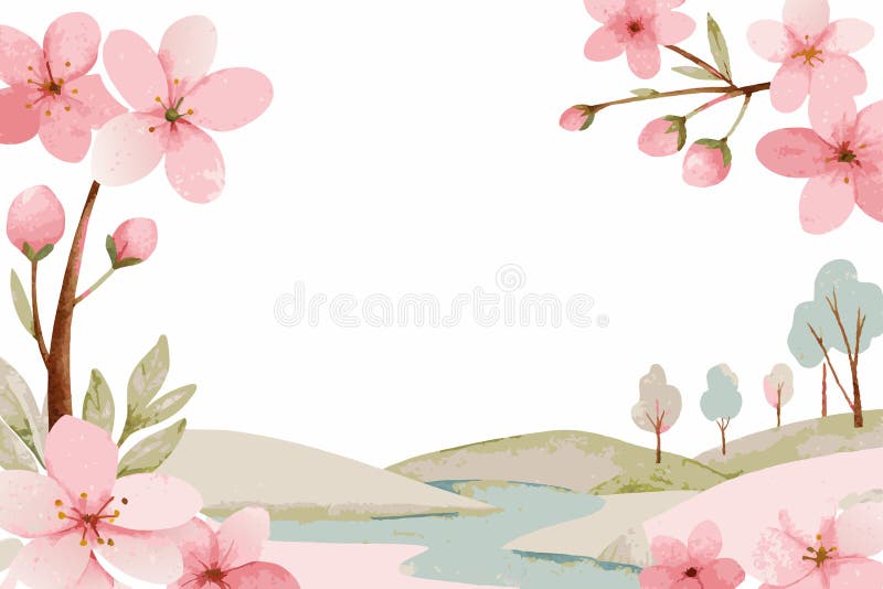 Watercolor Spring Background on White Stock Illustration - Illustration ...