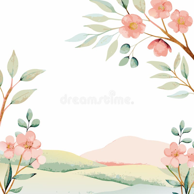 Watercolor Spring Background on White Stock Illustration - Illustration ...